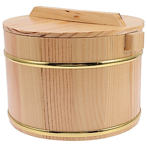 Wooden Rice Barrel Rice Bucket Wood Cooking Steamer: Wooden Steamed Cask Sushi Rice Cooling Bowl Rice Bowl Rice Cooking Tub with Lid for Home Restaurant Rice Sushi Bowl 20cm Kitchen