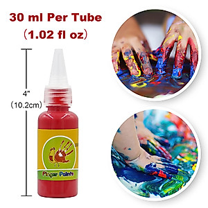 Magicdo 12 PCS Washable Non-Toxic Finger Paint for Kids Toddlers 1-3, Tempera Paint for DIY Crafts Painting, Safe Bath Paint, School Painting (12colors X 1fl oz)