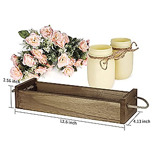 Floral Arrangements Artificial Centerpieces, Centerpieces for Dining Room Table, Mason Jar Decorative Wood Tray with Fake Rose Bouquet Flowers Farmhouse Decor for Living Room Kitchen Table - Pink