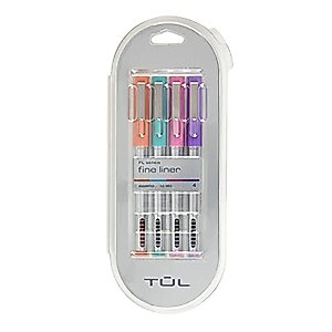 TUL Fine Liner Felt-Tip Pens, Fine Point, 1.0 mm, Silver Barrels, Assorted Inks, Pack Of 4 Pens