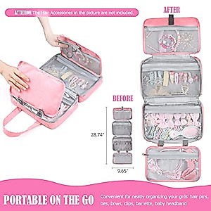 Headband Holder for Baby Girls Bow Holder Organizer, Baby Girls Hair Accessory Organizer for Hair Pins, Ties, Bows, Clips, Barrette, Storage Bag with Multi-pockets Make it Clear Classify for Little Girls Travel Outdoor