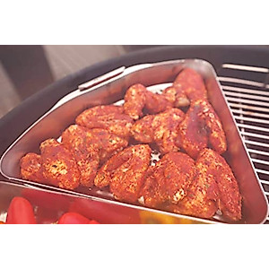 BBQ Grill Basket for Kettle Grills - The Kettle Grill Accessories for Outdoor Grill Set Includes 2 stainless steel grilling baskets & Clip-On Handle Designed for 22" Kettle Grill Models - a Perfect Fish Grill Basket & Grill Vegetable Basket