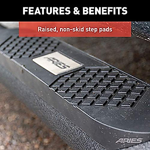 ARIES AL231008 Big Step 4-Inch Round Black Aluminum Nerf Bars, Select Jeep Wrangler JK