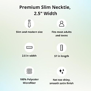 tiemart Premium Slim Necktie, 2.5" Width (Dusty Blue)