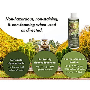 Fountain Algaecide and Clarifier - 16oz - Kills and Inhibits All Types of Algae Growth, Formulated for Small Ponds and Water Features, Treats up to 16,000 Gallons