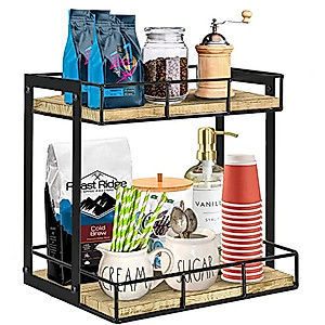 Coffee Station Organizer Coffee Pod Holders, 2 Tier Coffee Bar Accessories Organizer Shelf, Coffee Organizer Station for Coffee Bar Decor, Coffee K Cup Holder Condiment Organizer, Coffee Lovers Gift