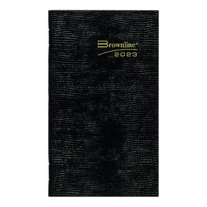 Brownline 2023 Essential Two-Week Pocket Planner, 12 Months, January to December, Stitched Binding, 6" x 3.5", Black (C5626.81Z-23)