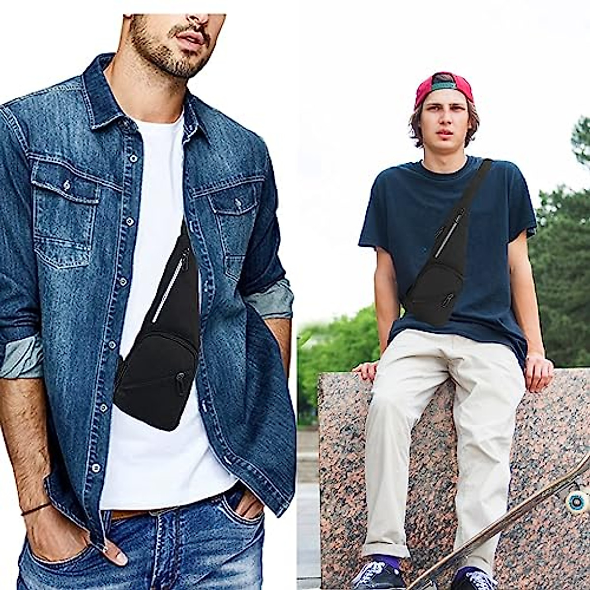 CAISANG Mini Sling Bag Men Crossbody Personal Pocket Bag Small Shoulder Backpack Casual Chest Bag for Travel