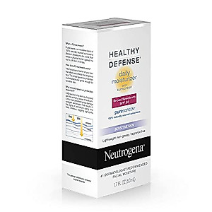 Neutrogena Healthy Defense Daily Moisturizer for Sensitive Skin with SPF 50, Mineral Sunscreen with Zinc Dioxide & Titanium Dioxide, Oil-Free & Fragrance-Free, 1.7 fl. oz (Pack of 2)