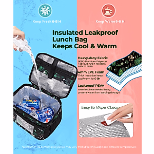 SUNNY BIRD Insulated Lunch Bag with Foldable and Leakproof Design, Thermally Insulated, Shoulder Strap for Women, Men and Teen (Floral & Foliage)