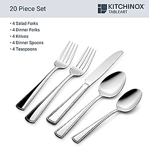 Kitchinox Kithinox Flatware Set, Service for 4/20 Piece, Parker, 20 Count