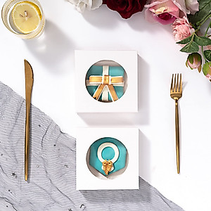 RomanticBaking 50 Pack Single Cookies Boxes 4 3/8" x 4 3/8" x 1 1/5" Bakery Boxes for Wedding Favors Party