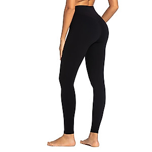 Sunzel Workout Leggings for Women, Tummy Control Compression Workout Gym Yoga Pants, No Front Seam & High Waist 28" Black Medium