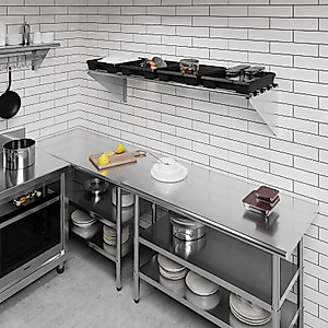 AmGood 60" Long X 18" Deep Stainless Steel Tubular Wall Shelf | NSF Certified | Appliance & Equipment Metal Shelving | Kitchen, Restaurant, Garage, Laundry, Utility Room