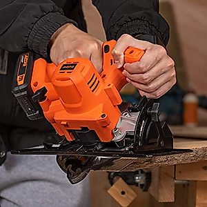 AIOPR 20V 5-1/2" Cordless Circular Saw with Rip Guide and 2 Blades (97623)