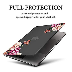 iLeadon MacBook Pro 13 inch Case 2020 Release Model A2338 M1/A2251/A2289, Plastic Hard Shell Case with Keyboard Cover Only Compatible 2020 New MacBook Pro 13 with Touch Bar Fits Touch ID, Peony Flower