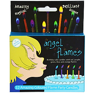 Angel Flames Birthday Candles with Cold Color Flames Happy Birthday Candles for Boys (Blue and Green Flames, 12 per Box, Holders Included)