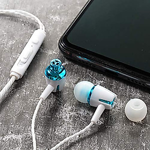 Fashion Wired Headset，1Set Wired Stereo Earphone In-ear Heavy Bass Built-in Microphone Noise Isolating Compatible with Smartphones,iPod,iPad, MP3 Players,Fits All 3.5mm Interface Blue One Size