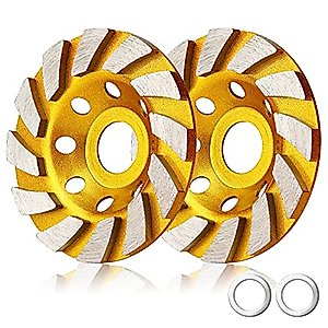 2 Pieces Diamond Cup Grinder 4 Inch Concrete Turbo Diamond Grinding Cup Wheel 12 Segs Heavy Duty Angle Grinder Wheels for Angle Grinder