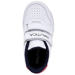 Nautica Kids' Double Strap Sneakers | Casual Athletic Shoes for Boys and Girls | Durable and Comfortable Fit for Toddlers and Little Kids-Stafford Toddler-White Red Gum Size-11