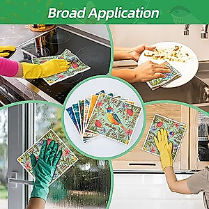 DecorWoo 6 Pack Swedish Dishcloths for Kitchen, Absorbent & Quick Drying Sponge Cleaning Cloths Set, Reusable Decorative Tea Towel, Biodegradable No Fading No Odor Bar Hand Towel (2 Clips