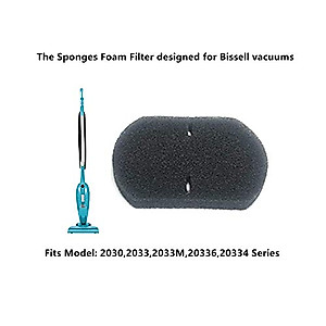 Vacuum Sponges Filter Replacement for Bissell 3-in-1 Stick Lightweight Bagless Cleaner, Fits Model 2030,2033,2033M,20336,20334（4-Pack）