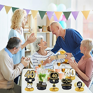 Happy 40th Anniversary Decorations Table Honeycomb Centerpiece, 8pcs 40 Wedding Anniversary Table Sign for Party, 40 Year Anniversary Party Supplies Table Topper Decor