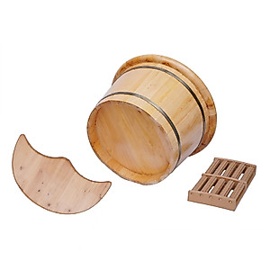 Kaichenyt Wooden Foot Basin, Solid Cedar Wood Foot Tub with Cover Plate, Wooden Bucket Foot Bath with Massage, Pedicure Barrel for Foot Bath, Soak, Massage, Spa, Sauna