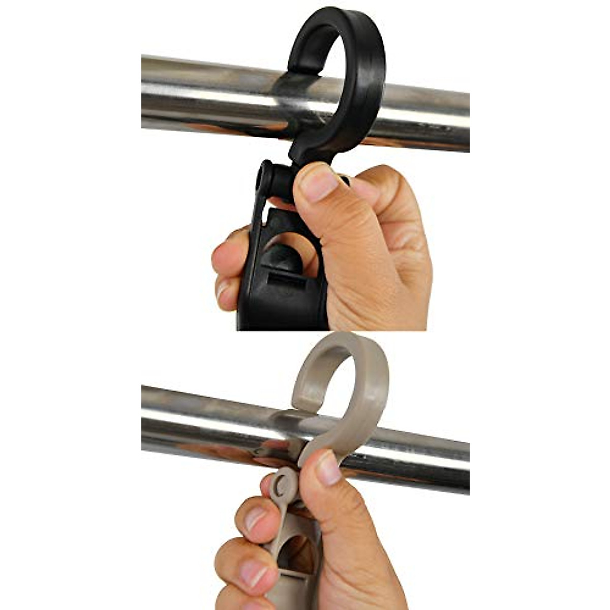 HOME-X Multifunctional Vertical Hanger, Closet Organizer, Space-Saving Shirt and Pants Hanger, Cascading Hooks for Hangers, 9 ½" L x 2" W x ¾ H, Set of 2, Black, Brown