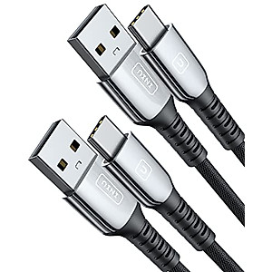USB C Cable, INIU 3.1A [2 Pack 6.6ft] CoolZinc QC 3.0 Fast Charging USB A to Type C Cable, Nylon Braided Type-C Data Cord Phone Charger for Samsung Galaxy S22 S21 Note 10 iPad Pro LG Google Pixel etc.