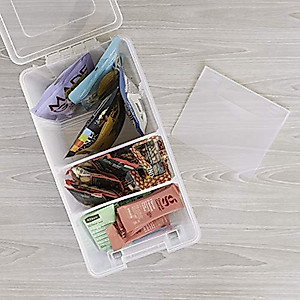 AB Designs 6925ABD Semi Satchel with Removable Dividers, Stackable Home Storage Organization Container, Clear with Sliver Latches and Handle