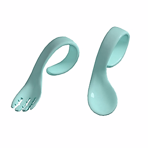 AkoMatial Toddler Utensils Set Baby Utensils Feeding Training Spoons Forks Set BPA Free Portable Bluegreen, Medium