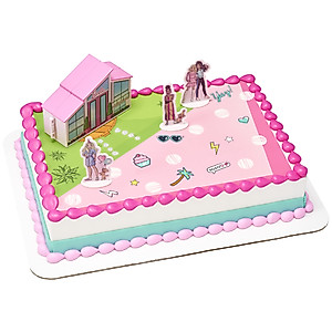 DecoSet Barbie Dreamhouse Adventures Cake Topper, 4 Piece Cake Decoration With Barbie, Barbie Dreamhouse, and Friends, For Birthday Cake, Ready to Use
