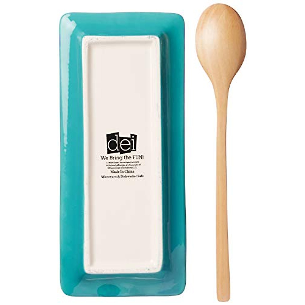DEI Ceramic Spoon Rest, 8.74 x 3.86 x 1.06, Blue/Green