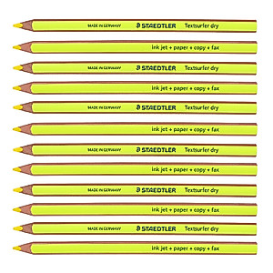 Staedtler Textsurfer Dry Highlighter Pencil 128 64 Drawing for Writing Sketching Inkjet,paper,copy,fax (Pack of 12 Yellow)