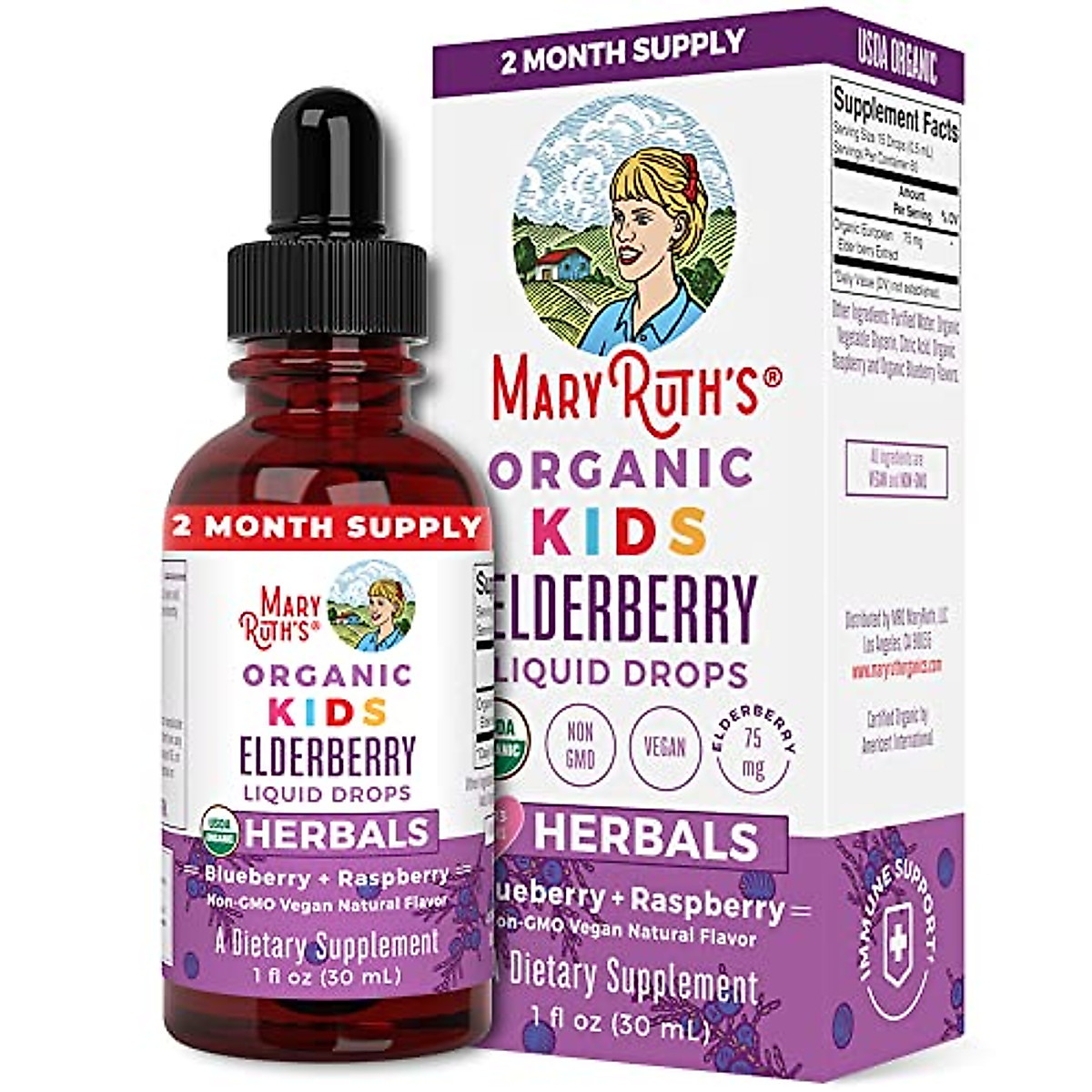 Kids Probiotic Drops & Kids Elderberry Drops by MaryRuth’s | USDA Organic Liquid Oral Probiotics for Digestive Health for Kids Ages 4+ | Gut Health, Immune Support, Overall Health for Ages 4+
