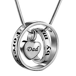 Cremation Jewelry No Longer by My Side, Forever in My Heart Carved Locket Cremation Urn Memorial Necklace Keepsake Urn Pendant for Dad (Dad)
