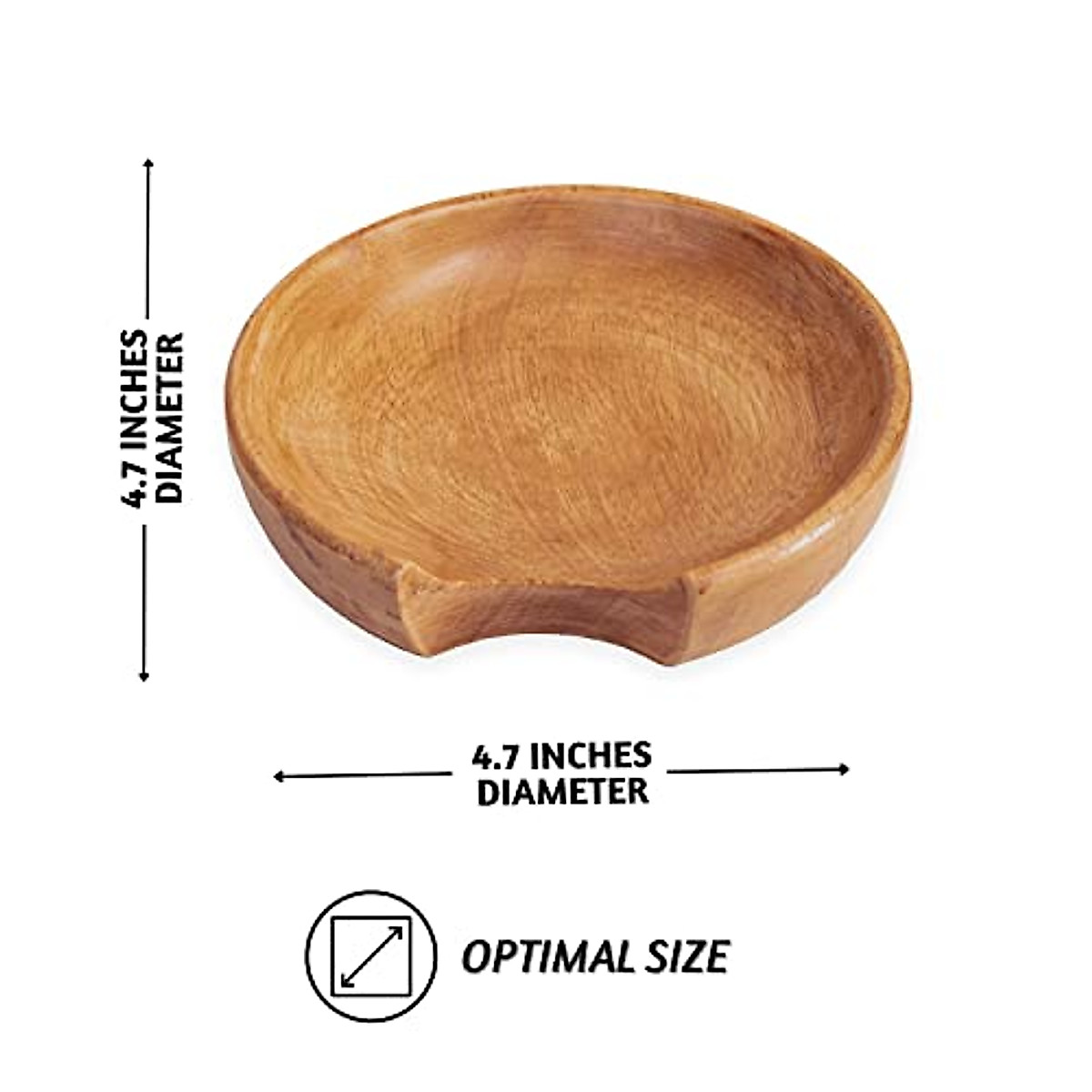 Folkulture Acacia Wood Spoon Rest for Stove Top, Coffee Spoon Rest for Kitchen Counter, Round Kitchen Spatula Holder for Countertop, Spoon Holder Boho, Farmhouse Spoon Rest (4.7 Inches - Natural)