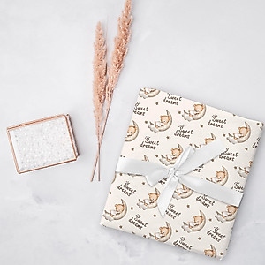 JarThenaAMCS 12 Sheet Baby Shower Wrapping Paper -Not Roll- Cute Brown Bear Gift Wrap Paper Folded Flat Watercolor Art Paper for DIY Crafts Gift Wrapping