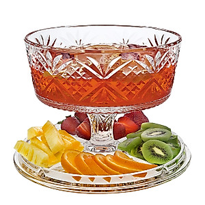 Godinger 4 in 1 Cake Stand and Serving Plate Platter with Dome Cover, Multi-Purpose Use - Dublin Crystal Collection