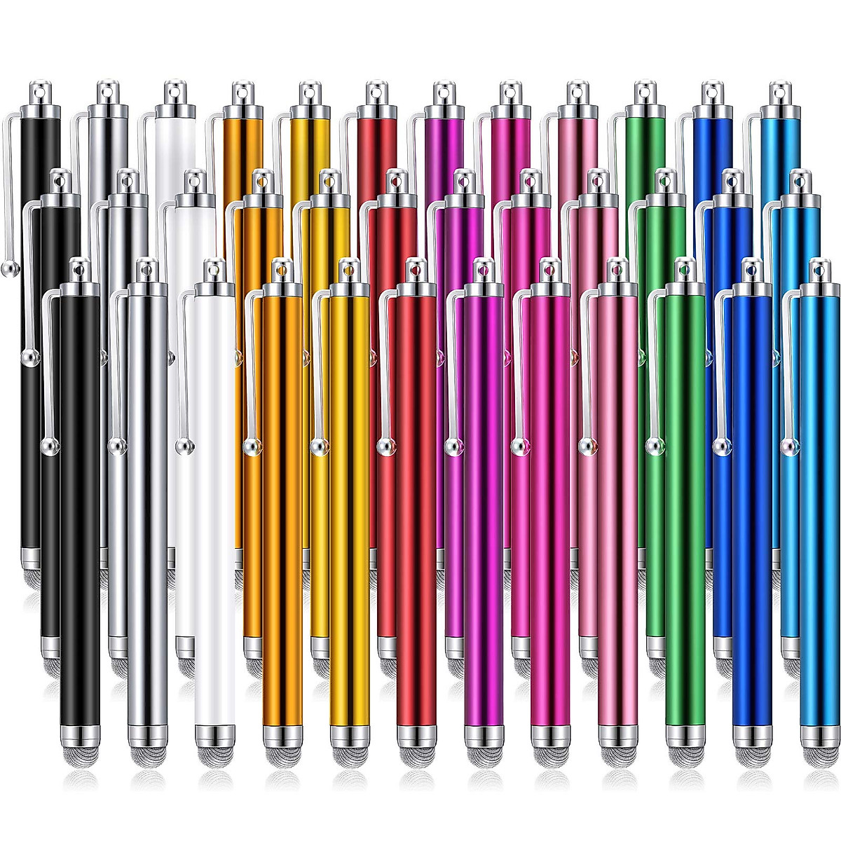Outus 36 Pieces Stylus Pens Fiber Tip Series Capacitive Stylus Pens for Universal Touch Screen Devices Compatible with iPhone, iPad, Tablet (12 Colors)