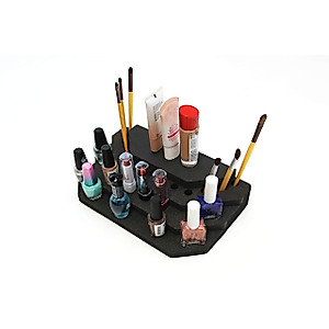 Polar Whale 3 Makeup Lipstick Stands Organizer Tray Pyramid Washable Waterproof Insert for Lipstick Nail Polish Home Bathroom Bedroom Office 11.5 x 7 x 2.25 Inches Black