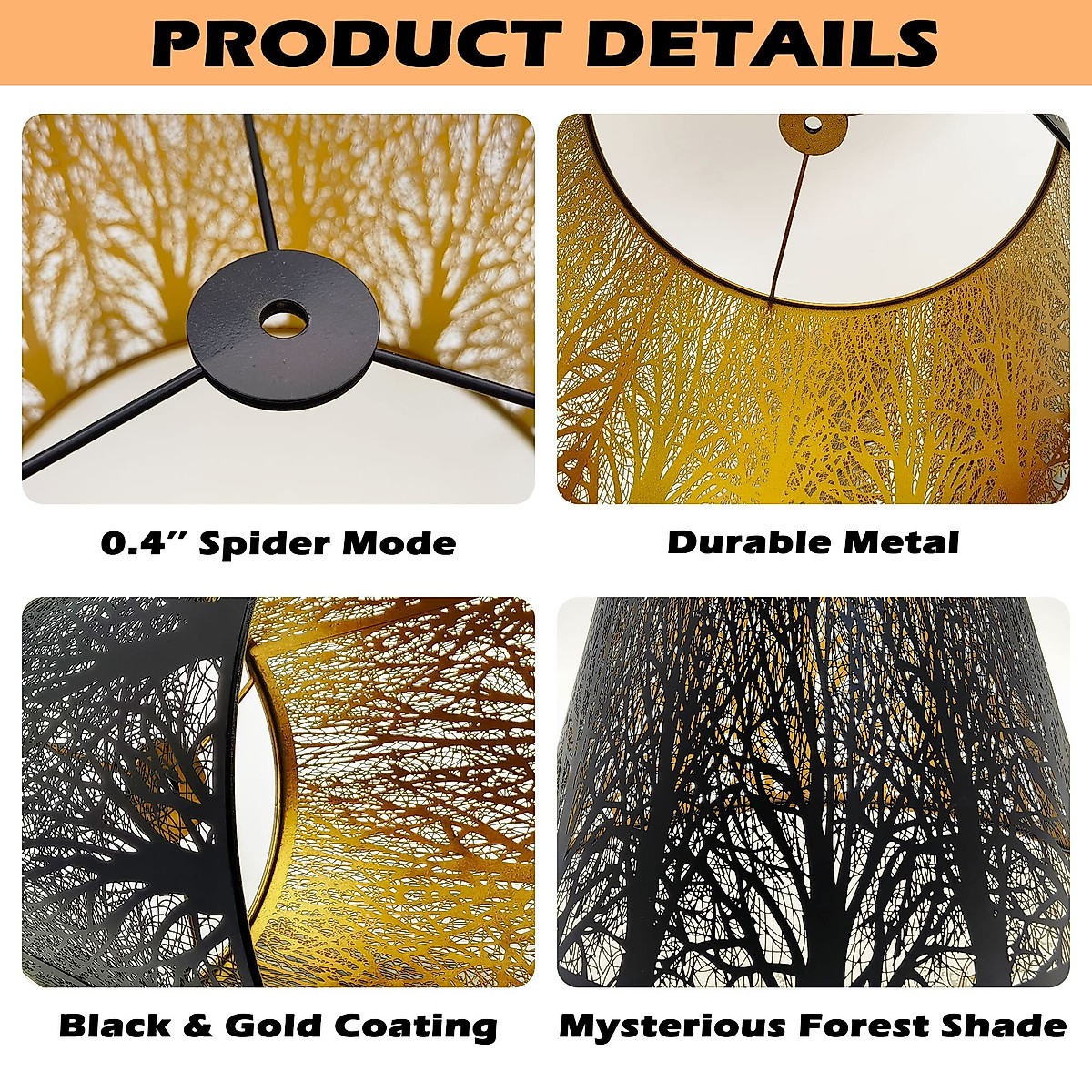 Royxen 2 Pack Metal Lamp Shades Vintage Lampshade for Table Lamp and Floor Light, Cone Trees