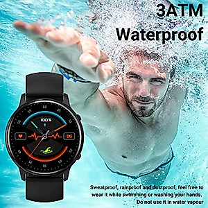 Holiday Smart Watches Women Men (Answer/Make Calls), 1.7” Fitness Tracker Watch with Heart Rate/Sleep Monitor/Pedometer, IP68 Waterproof Watch for Android iOS Phones (us-36black)