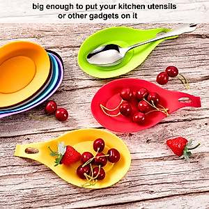 8 Pieces Kitchen Silicone Spoon Rest Spoon Holder Flexible Silicone Kitchen Utensil Spoon Rest Heat Resistant Spoon Holder, Assorted Colors