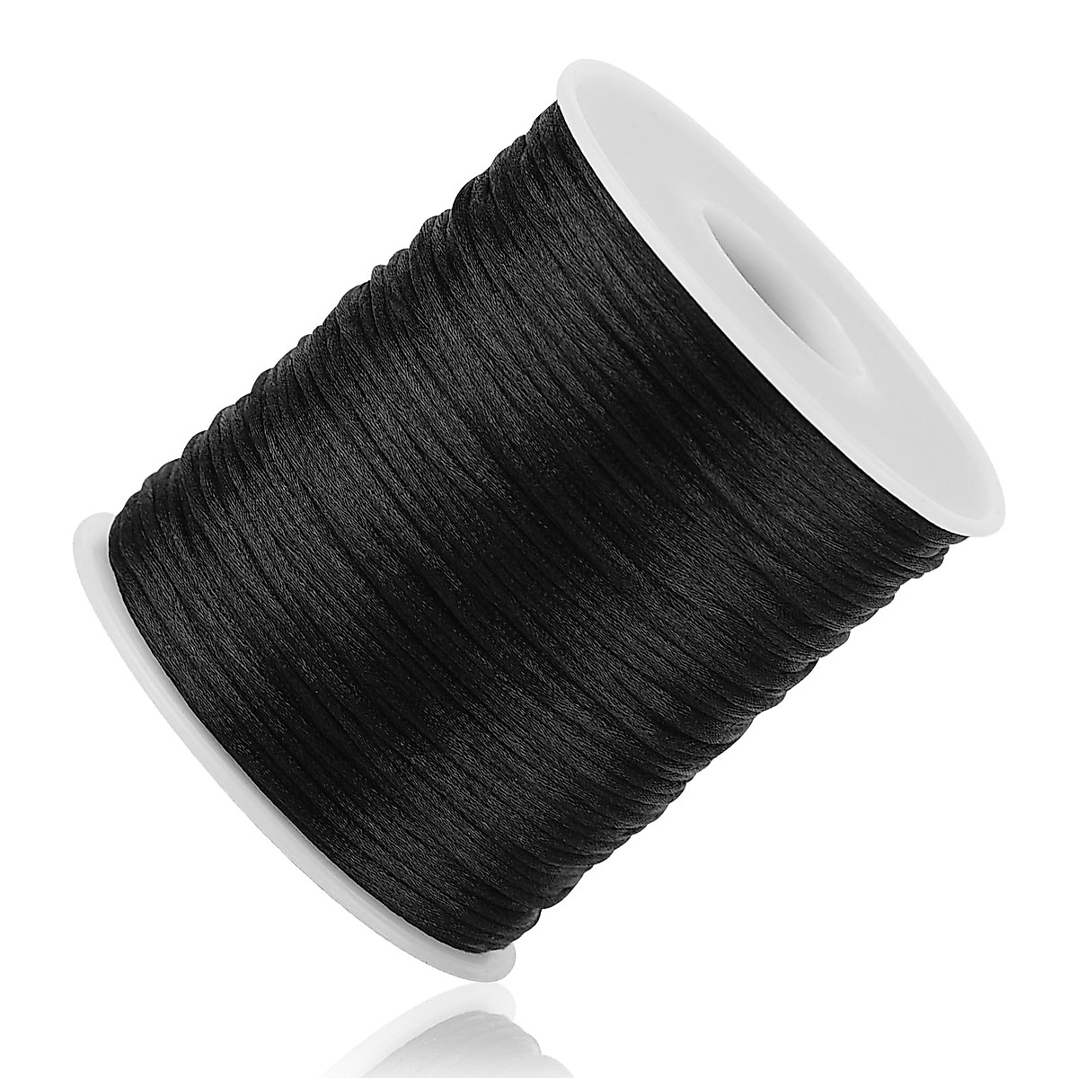 Kblick Black Nylon String Cord - 1MM 100 Yards Black Twine, Bracelet String for Bracelet Making, Braided Ornament Lanyard Sting, Jewelry Thread Clay Bead String for Crafts, Macrame Satin Cord