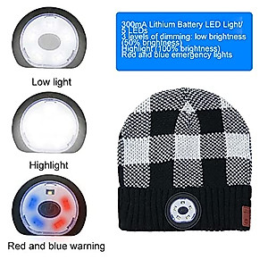 Dead or Alive Bluetooth Music Headset Hat Binaural Stereo LED Night Lighting Warning Light Warm Knitted Hat