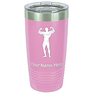 LaserGram 20oz Vacuum Insulated Tumbler Mug, Bodybuilder, Personalized Engraving Included (Light Purple)