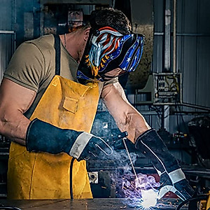 TOOLIOM Solar Powered Welding Helmet Auto Darkening for TIG MIG ARC Welder Mask with Adjustable Shade Range 4/9-13 Blue Eagle Design