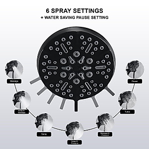 KIRLYSTONE Matte Black Shower Faucet, Black Shower System with Shower Head and Handheld Spray, High Pressure Bathtub and Shower Trim Kit With Adjustable Brass Valve